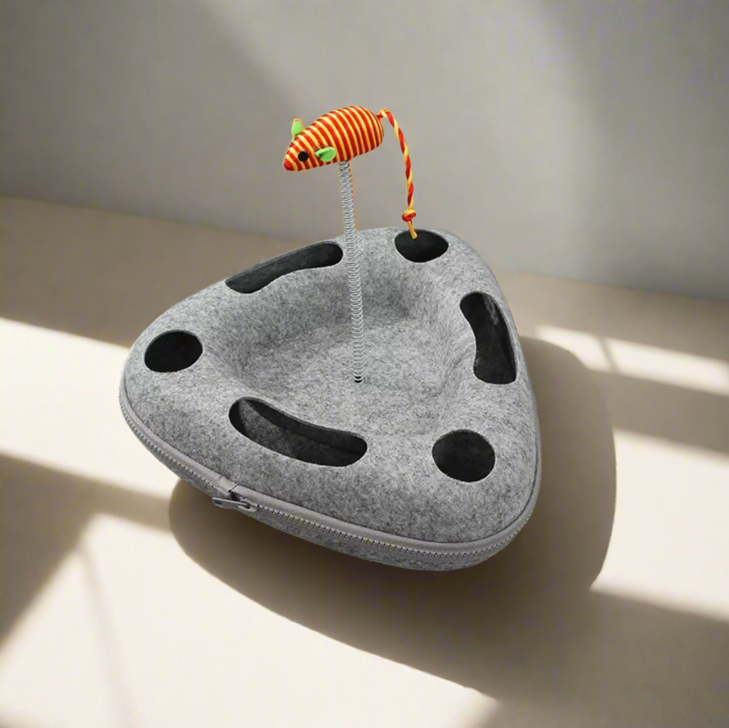 Interactive Triangle Ball Chase Toy with Mouse Swatter – FreshWhisker